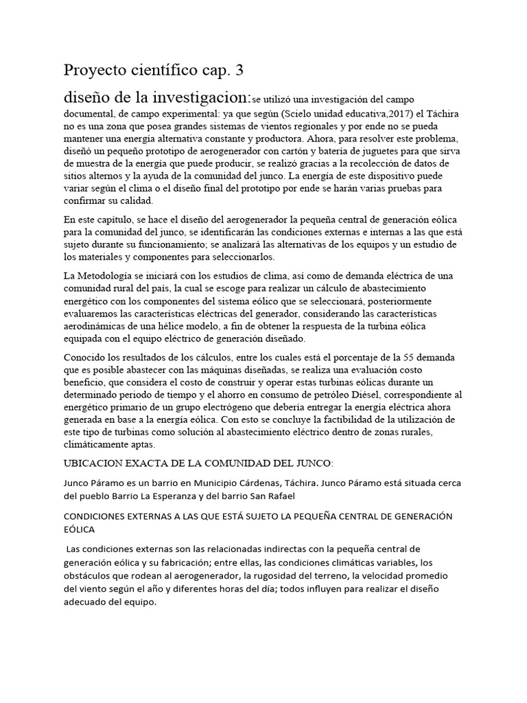 Proyecto Cientifico Cap 3 | PDF | Energía eólica | Turbina
