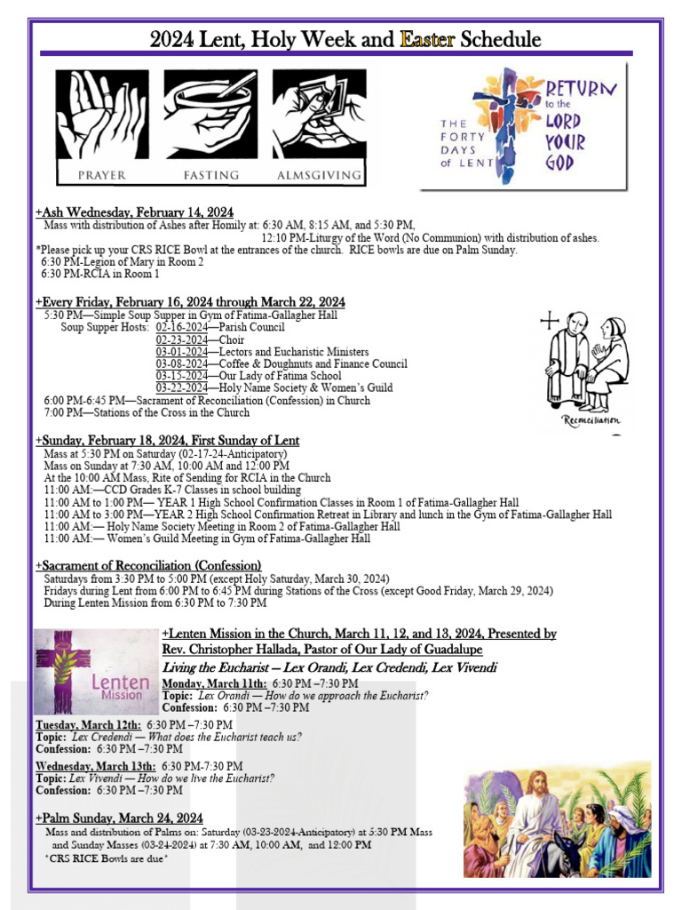 2024 Holy Week Schedule and Events | PDF | Lent | Mass (Liturgy)