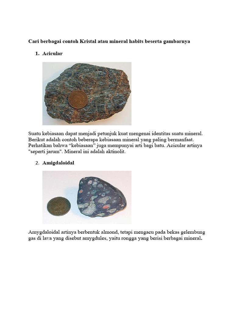 Cari Berbagai Contoh Kristal Atau Mineral Habits Beserta Gambarnya | PDF