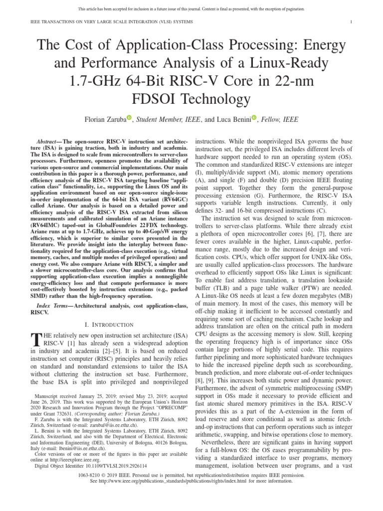 The Cost of Application-Class Processing: Energy and Performance Analysis of A Linux-Ready 1.7 ...