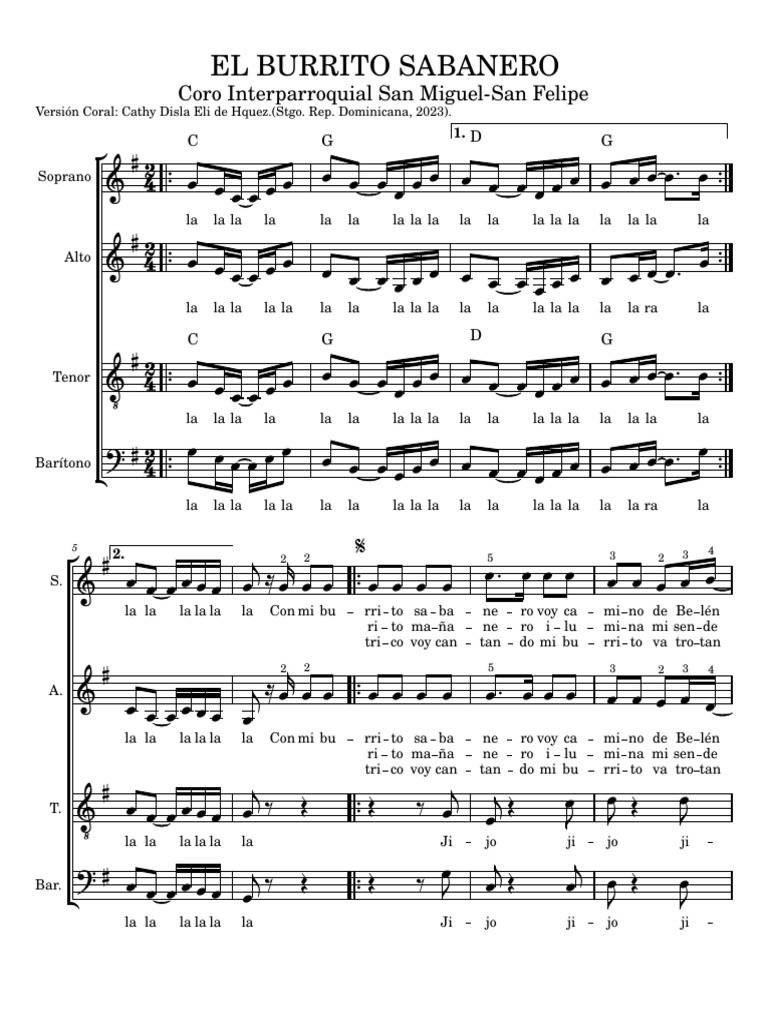 EL BURRITO SABANERO CORO | PDF