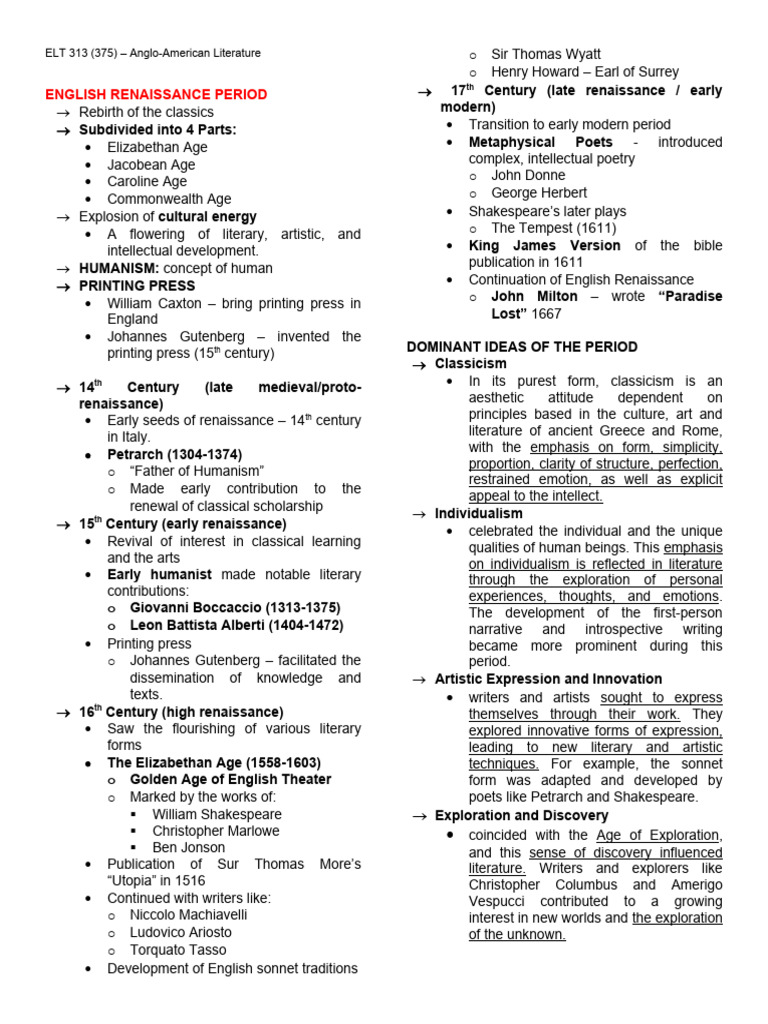 Overview of Anglo-American Literature | PDF | Poetry | Age Of Enlightenment