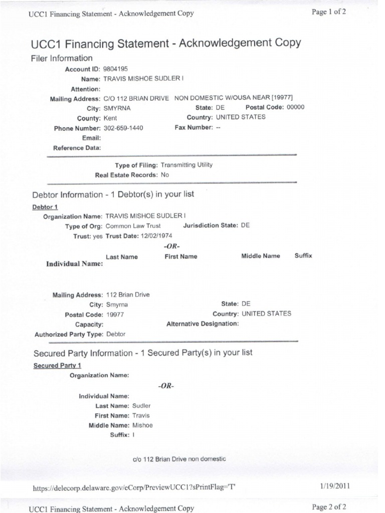 Ucc-1 Financing Statement | PDF