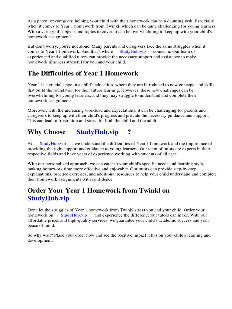 Year 1 Homework Twinkl | PDF | Homework | Learning