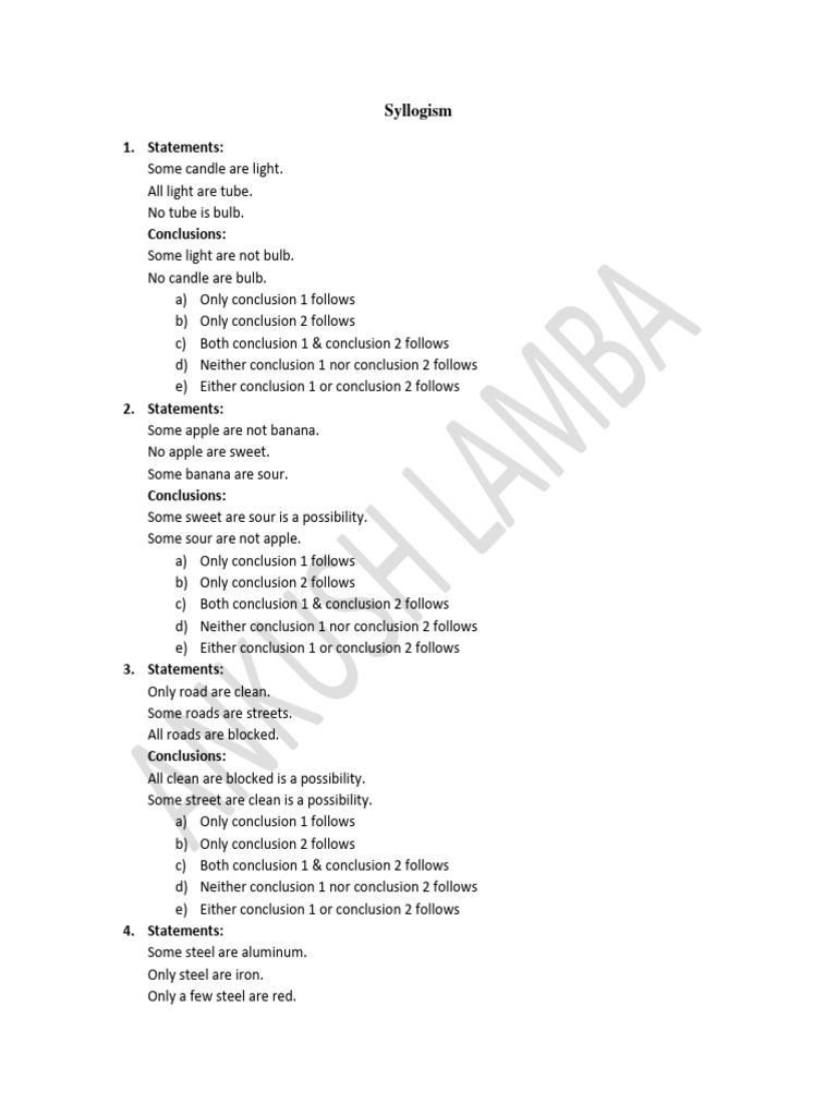 Syllogism Practice PDF - 1 | PDF | Desk | Taste