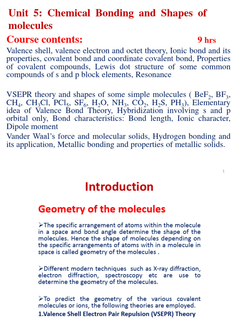 VSEPR Theory and Hybridization | PDF | Chemical Bond | Covalent Bond
