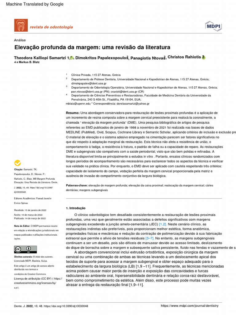 Deep Margin Elevation - A Literature Review Pot | PDF | Material composto | Odontologia
