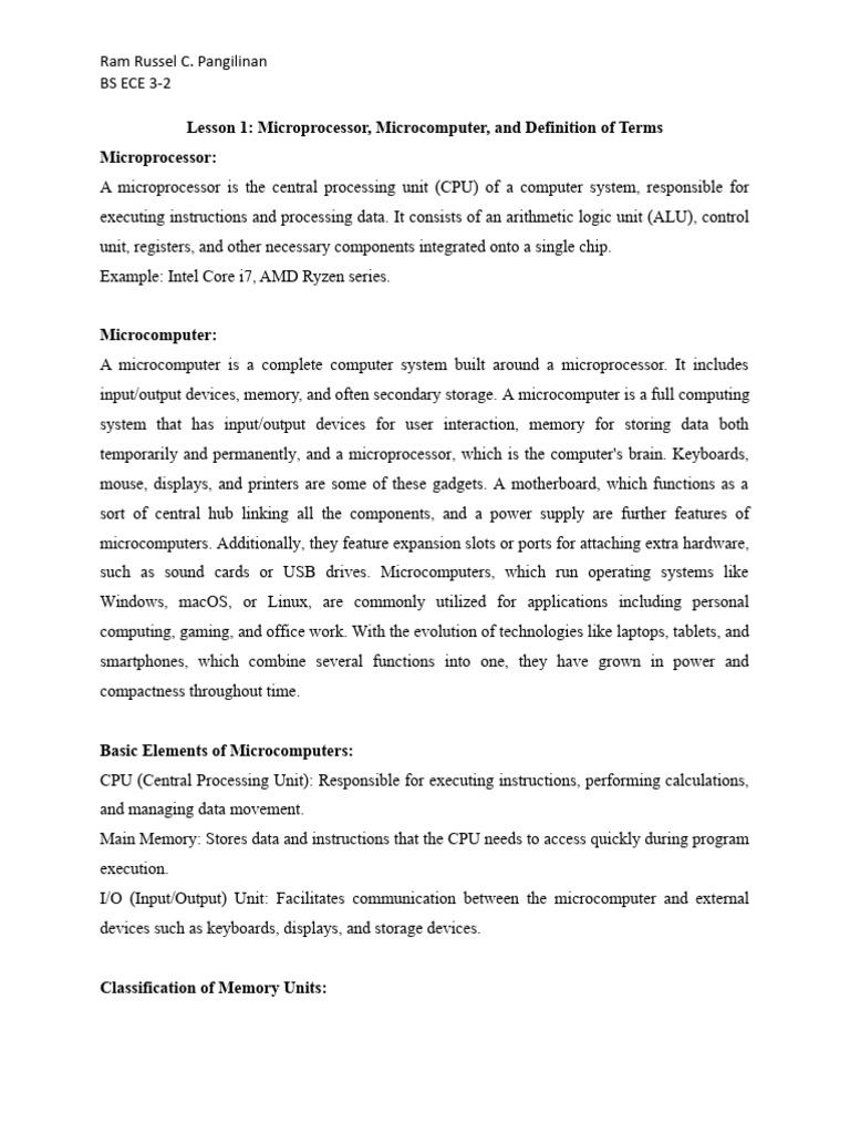 Lesson 1 | PDF | Central Processing Unit | Computer Data Storage
