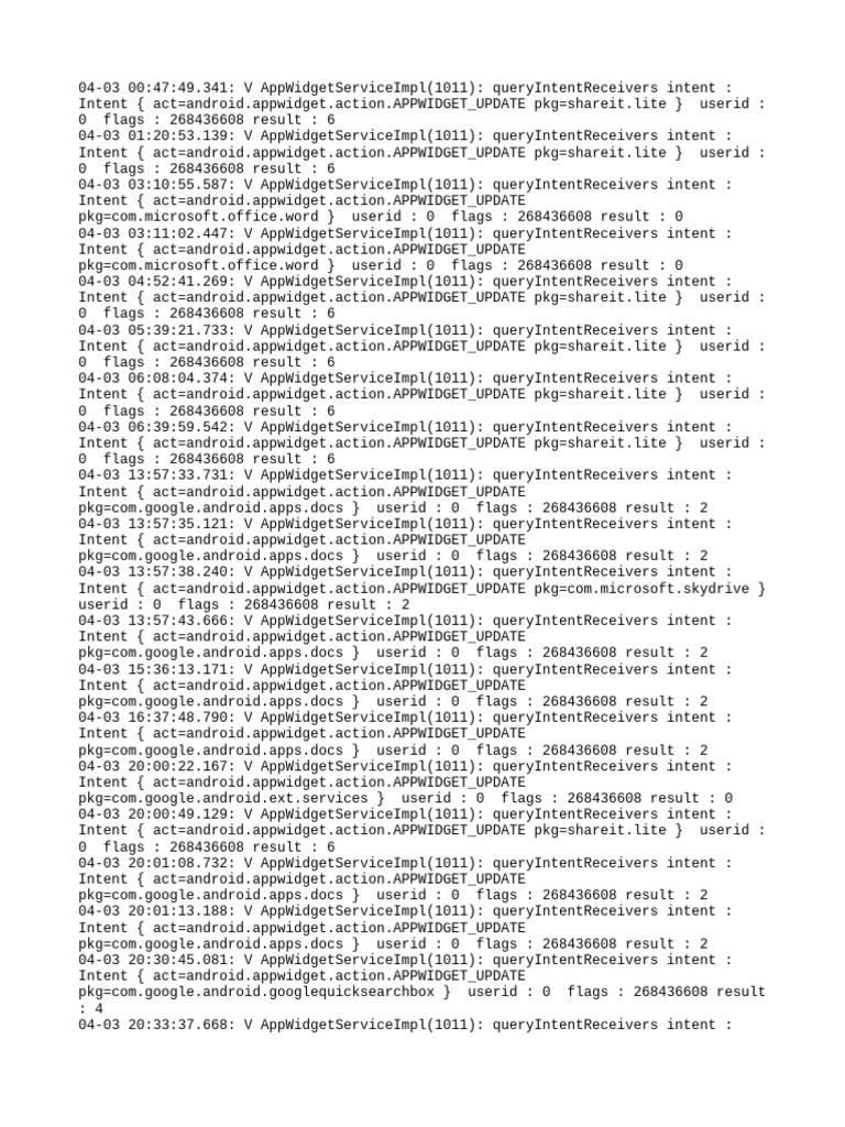 Appwidget History Log1 | PDF