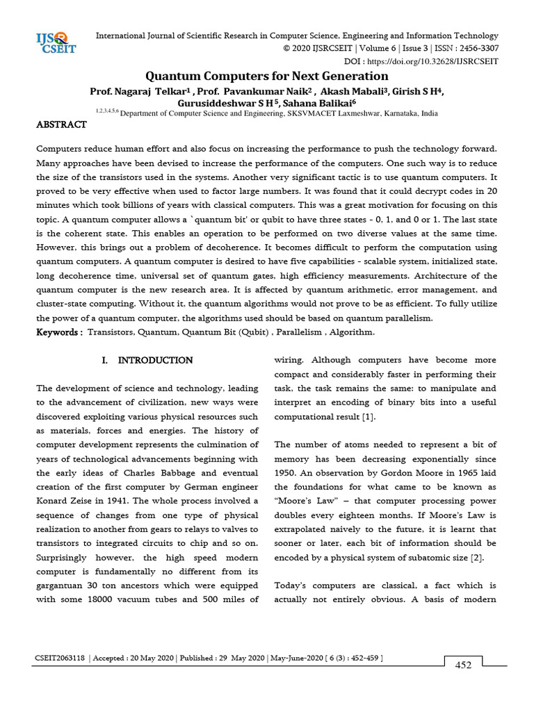 Quantum Computers For Next Generation | PDF | Quantum Computing | Quantum Mechanics
