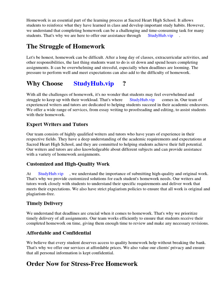 Homework Now Sacred Heart High School | PDF | Homework | Social Media