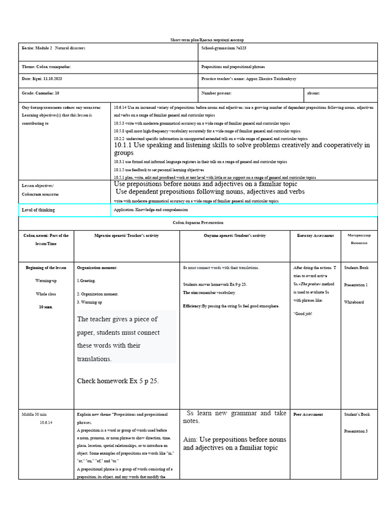 10-Action. Language in USE 10.10.2023 | PDF | Preposition And ...