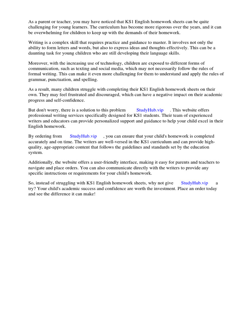 Ks1 English Homework Sheets | PDF | Literacy | Worksheet