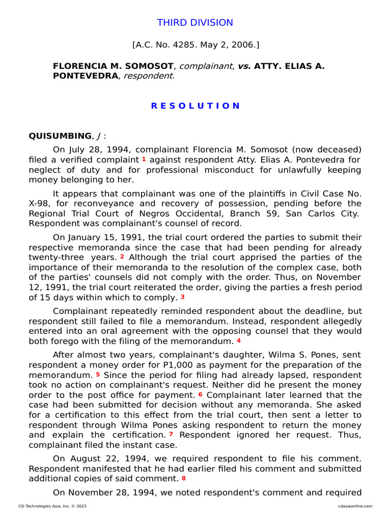 Somosot v. Pontevedra | PDF | Lawyer | Lawsuit