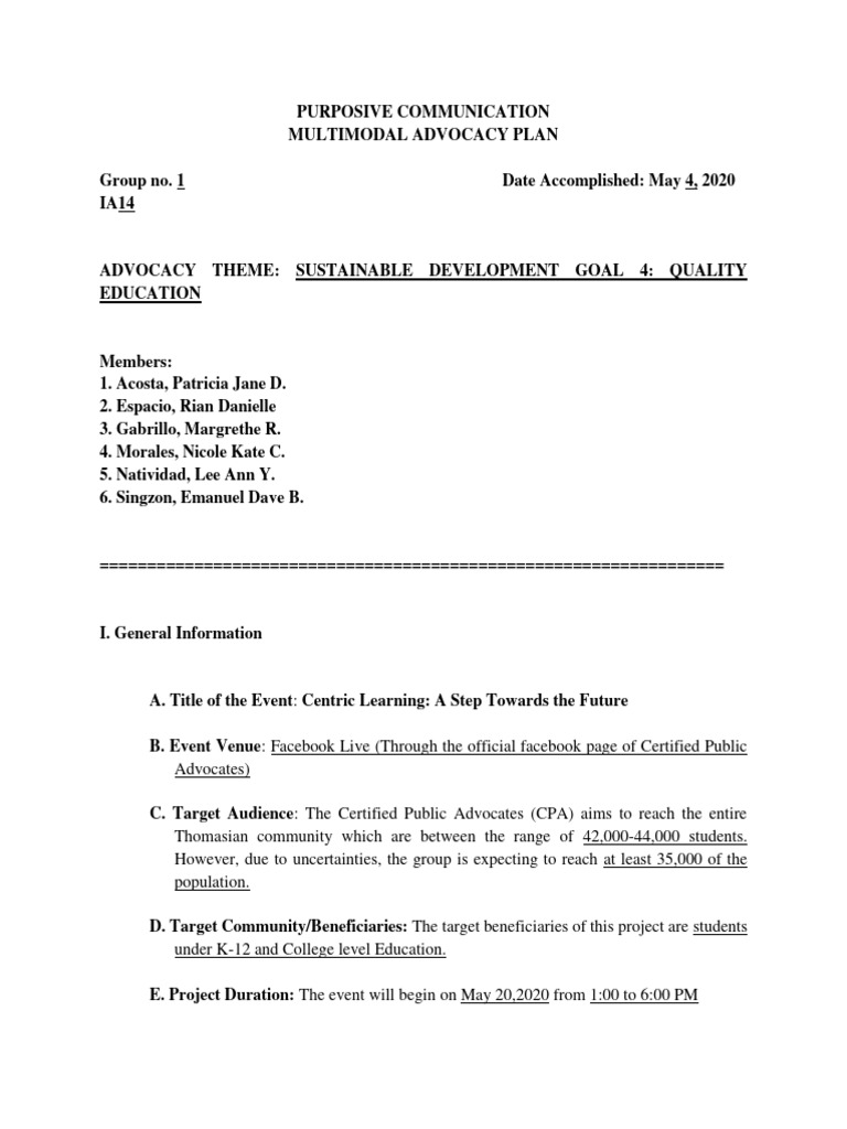 Advocacy-Plan-Sample2 | PDF