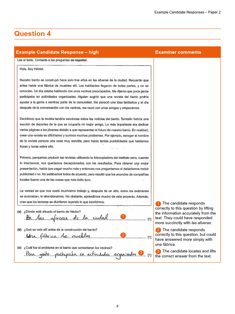 As a Level Example Candidate Responses Template | PDF | Language ...