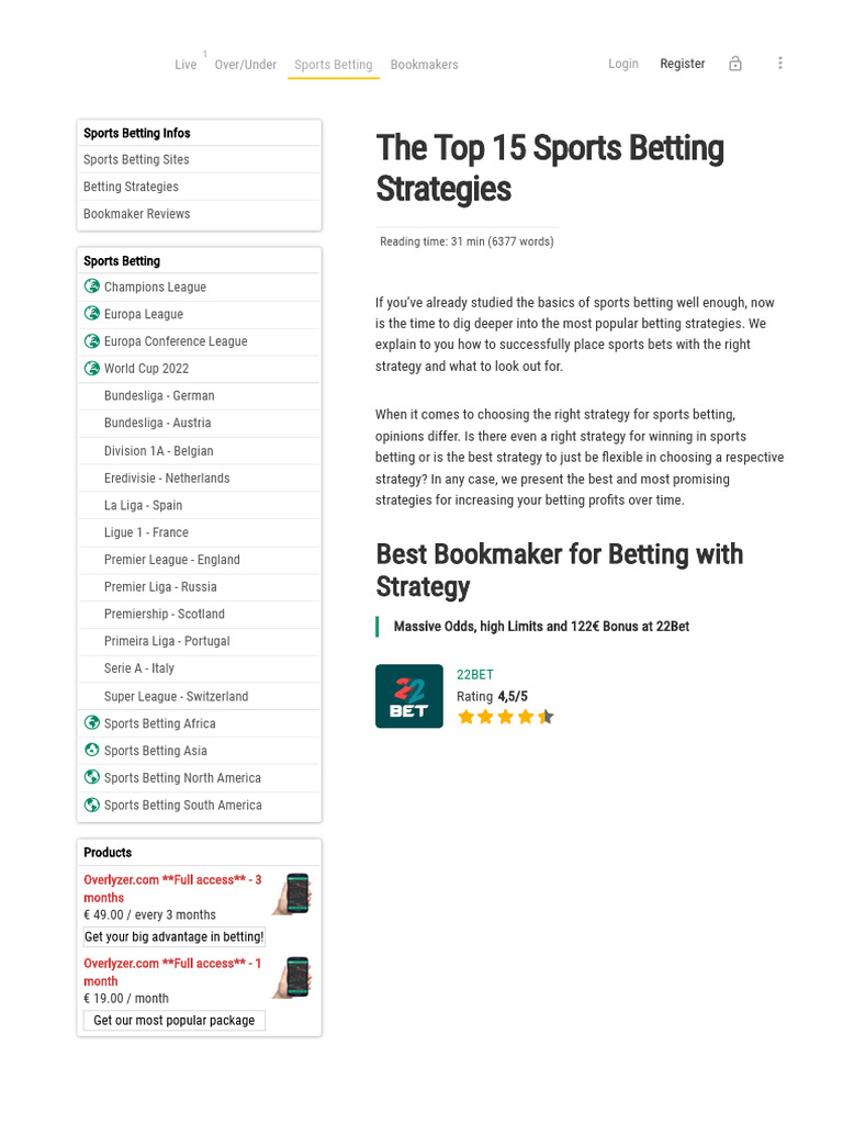 Top Sports Betting Strategies Explained | PDF | Odds | Gambling