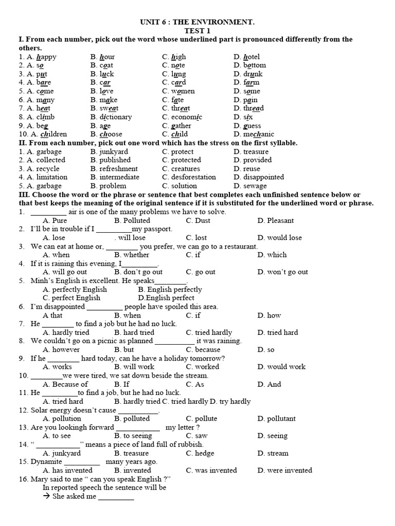 English 9 Unit 6 Test 1 | PDF