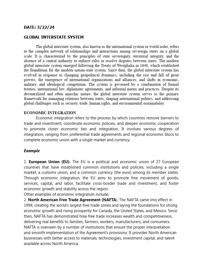 Global Interstate System | PDF | European Union | African Union