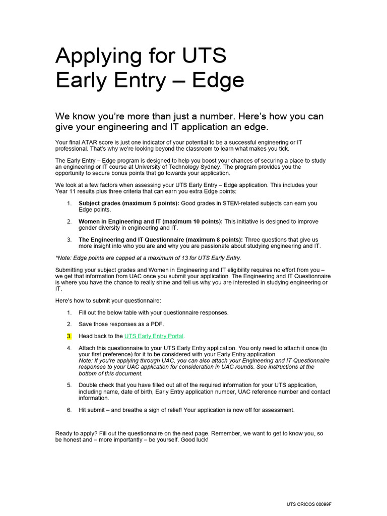 UTS Engineering and IT Questionnaire Template 2023 | PDF | Learning