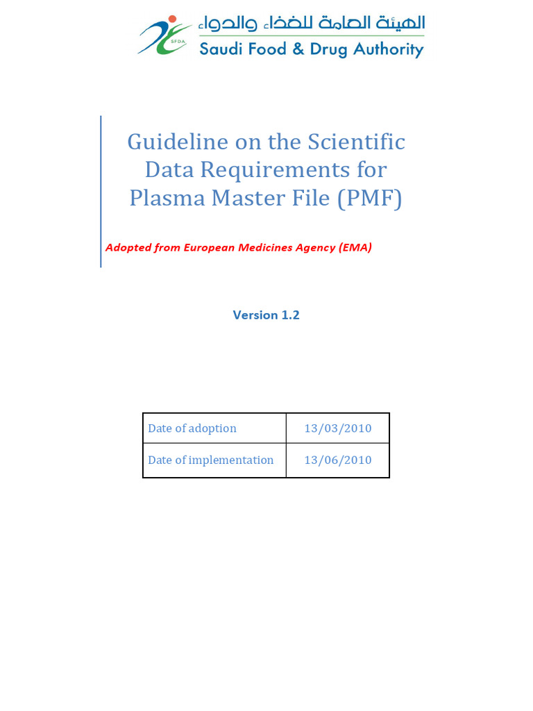 Plasma Master File Guidelines Overview | PDF | Blood Plasma | Hepatitis C