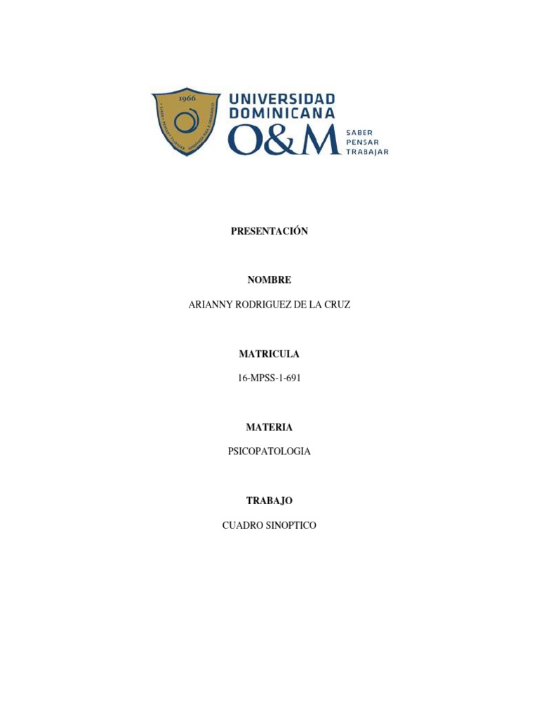 CUADRO SINOPTICO Arianny Rodriguez | PDF | Depresión (estado de ánimo ...