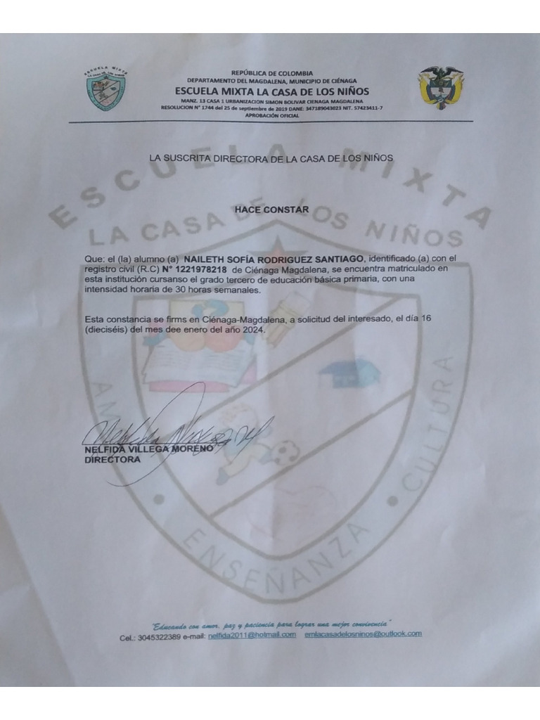 Certificado Escolar | PDF