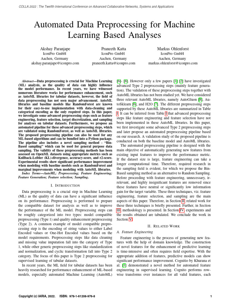 Automated Data Preprocessing For Machine Learning Based Analyses | Download Free PDF | Errors ...