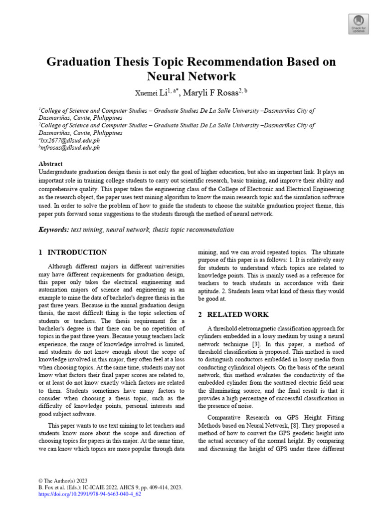Graduation Thesis Topic Recommendation Based On Neural Network | PDF | Data Mining | Data