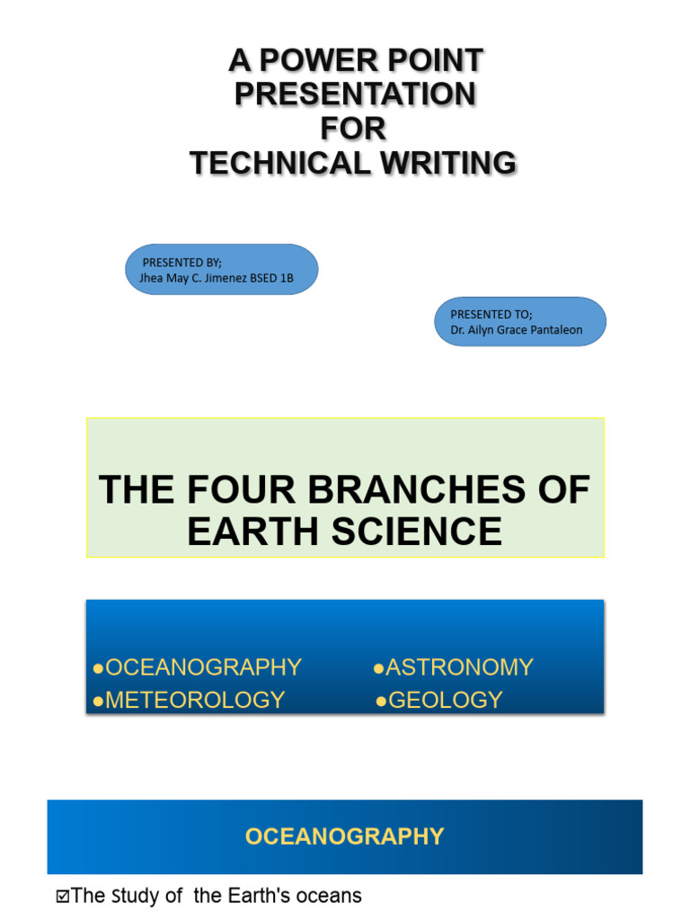 Four Branches of Earth Science Explained | PDF | Social Science | Travel