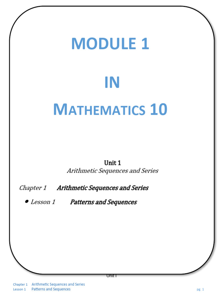 Math 10 Unit 1 Lesson 1 | PDF | Sequence | Equations