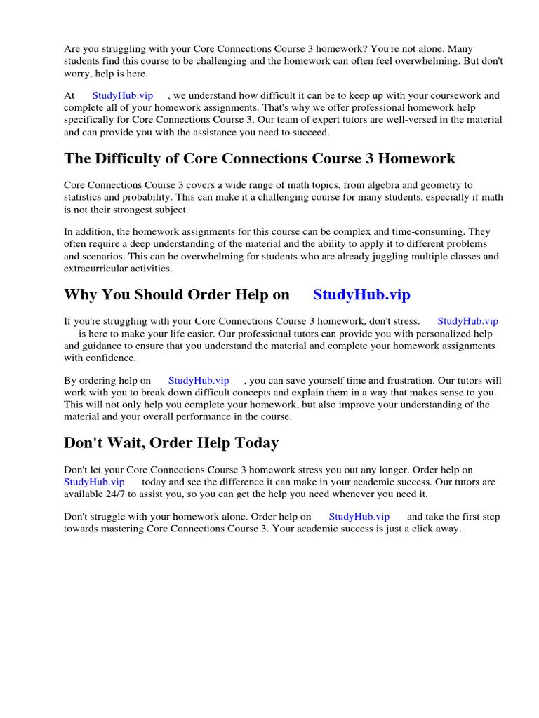 Core Connections Course 3 Help | PDF | Mathematics | Homework
