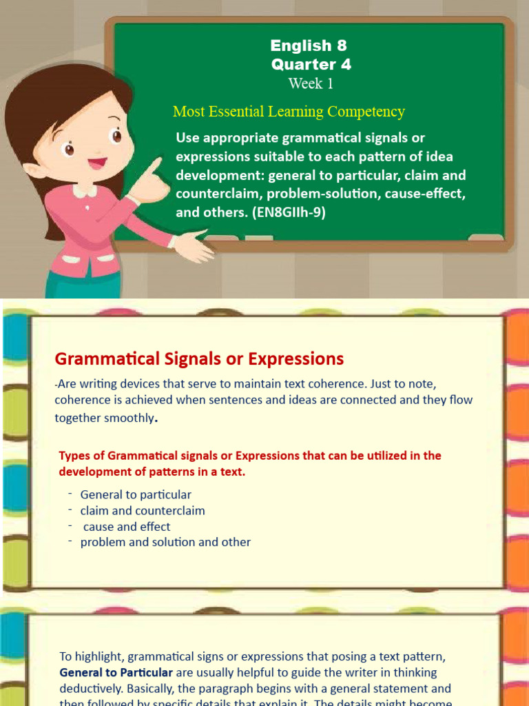 Visual-Aid Eng8 4Qtr Week-1-2 | PDF | Grammar | Paragraph