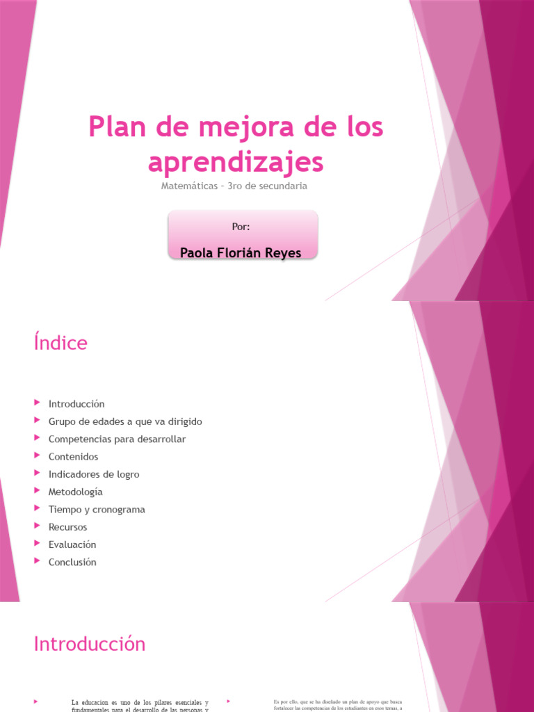 Plan de Mejora de Los Aprendizajes | PDF | Evaluación | Educación primaria