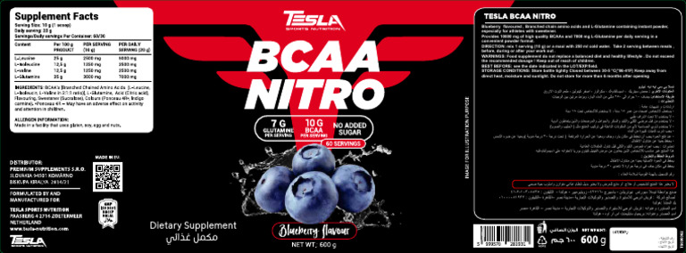 Tesla Bcaa Nitro 600g Blueberry 2 | PDF