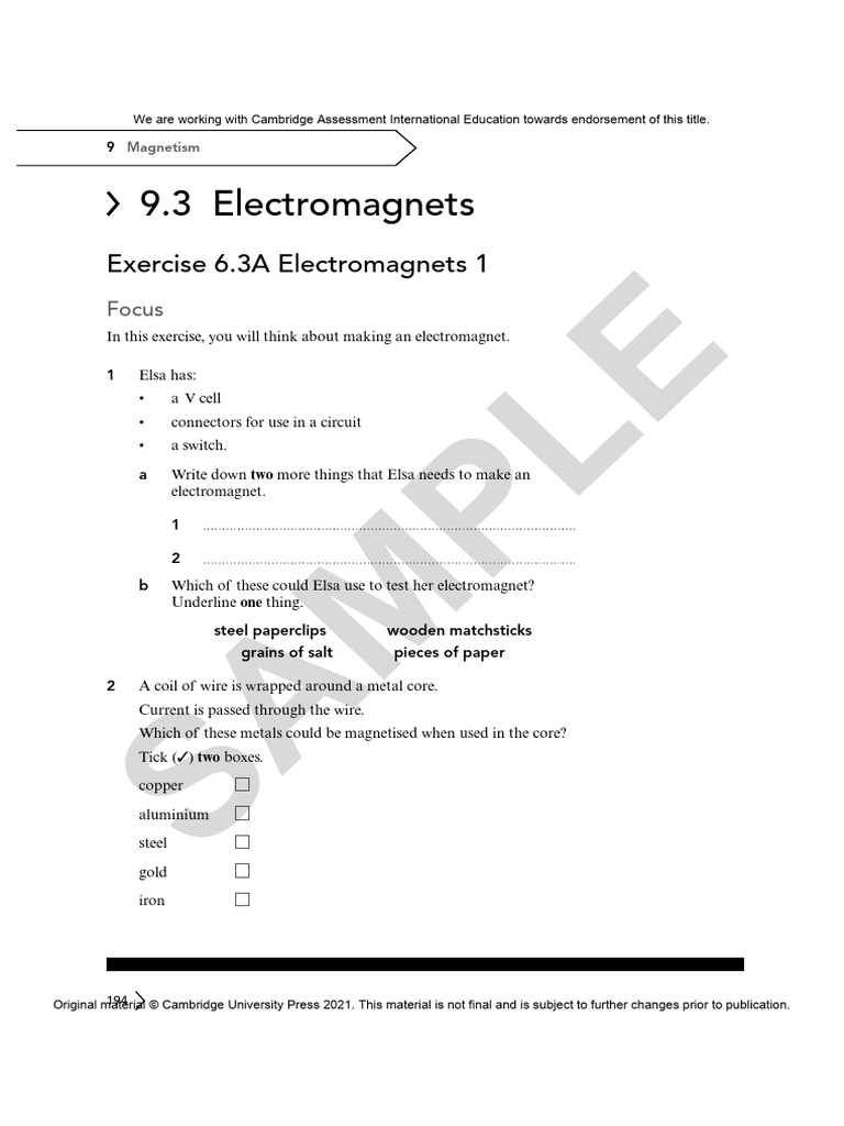 Sample: 9.3 Electromagnets | PDF | Inductor | Electrical Components