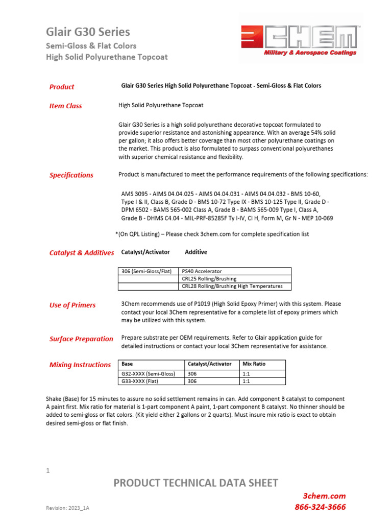 Glair G30 Polyurethane Topcoat Data Sheet | PDF | Paint | Legal Liability