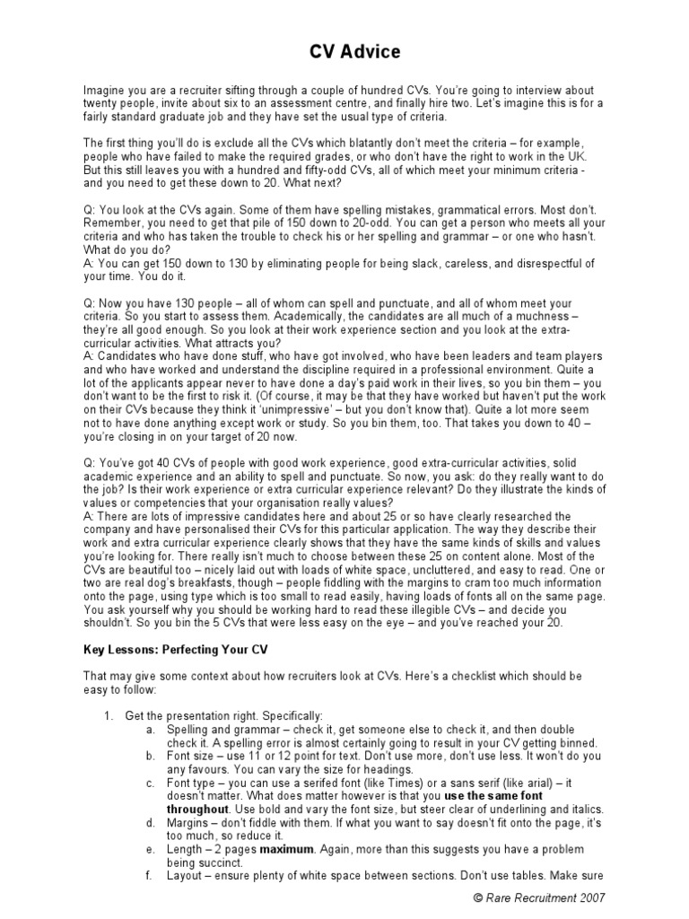 The Rare Guide To CV Writing | PDF | Typefaces | Curriculum