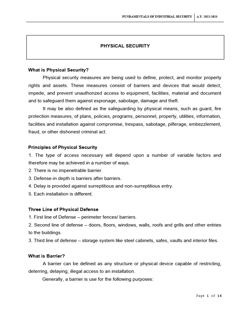 Chapter 2 Physical Security | PDF | Lighting | Physical Security