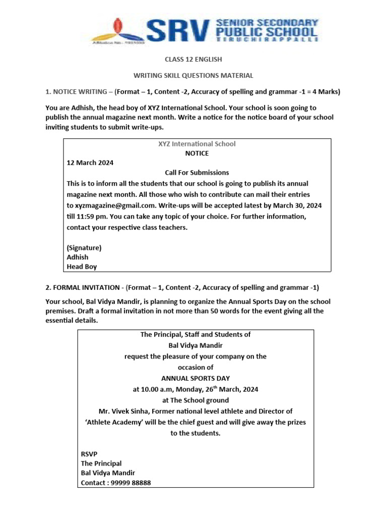12 Writing Skills Format | PDF | Sports