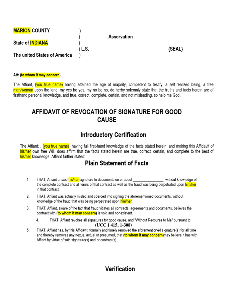 Rescind You Signature | PDF | Affidavit | Legal Procedure