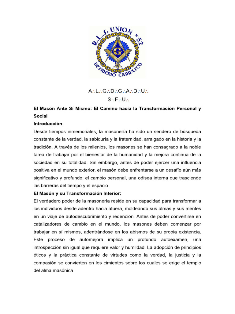 EL MASON ANTE LA SOCIEDAD | PDF | Masonería | Verdad