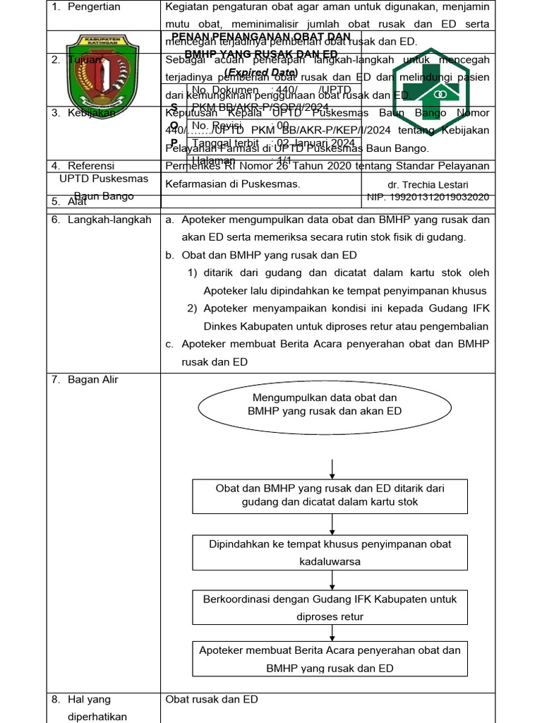 3.10.1.b SOP PENANGANAN OBAT DAN BMHP YANG RUSAK DAN ED | PDF | Pengembangan Diri | Kesehatan ...