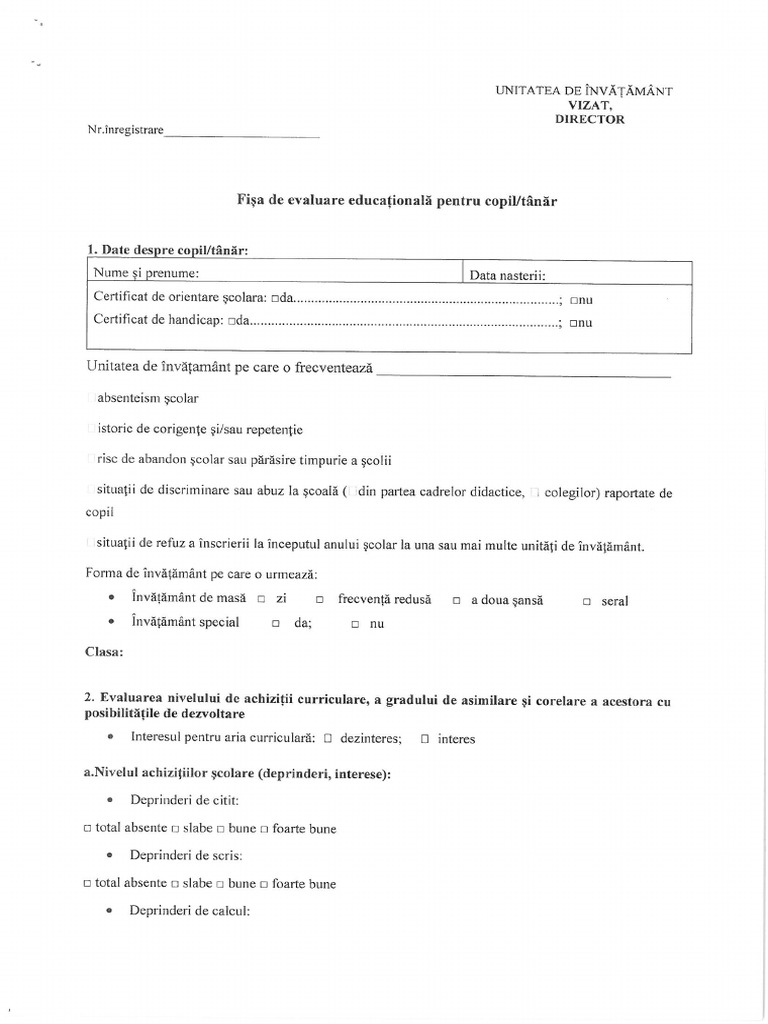 Fisa de Evaluare Educationala Dgaspc | PDF