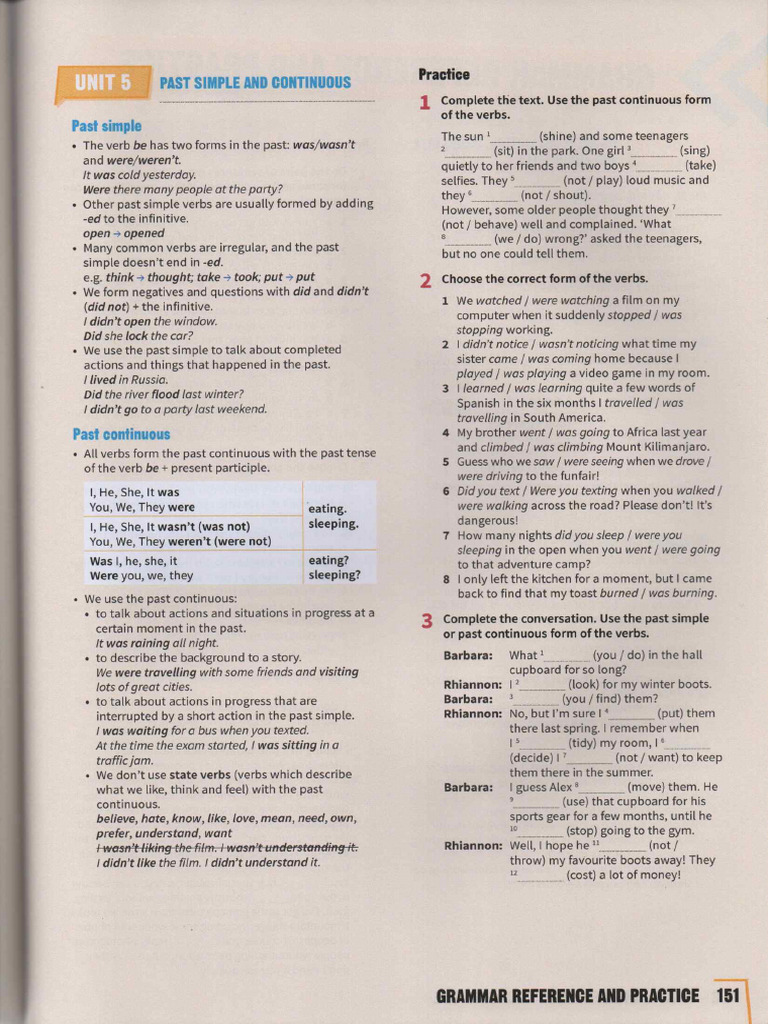 Prepare 5 Grammar 5, Past Simple, Continuous | PDF