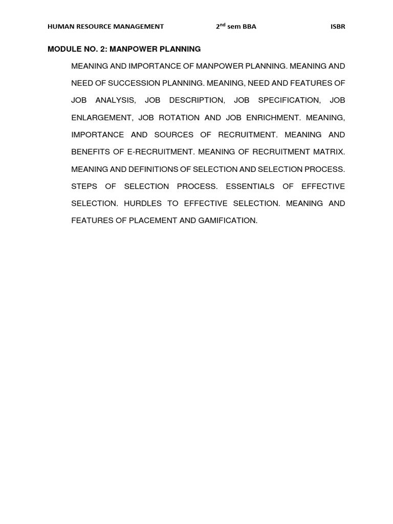 HRM Module No 2 | PDF | Human Resources | Recruitment