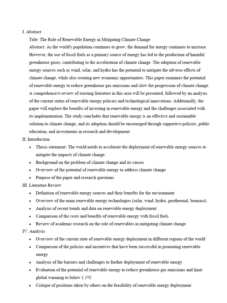 Outline Energy Essay | PDF | Climate Change Mitigation | Renewable Energy