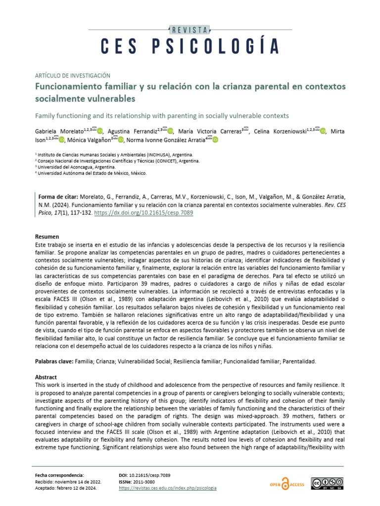 Resiliencia Familiar en Contextos Vulnerables | PDF | Teoría de apego | Psicologia POSITIVA