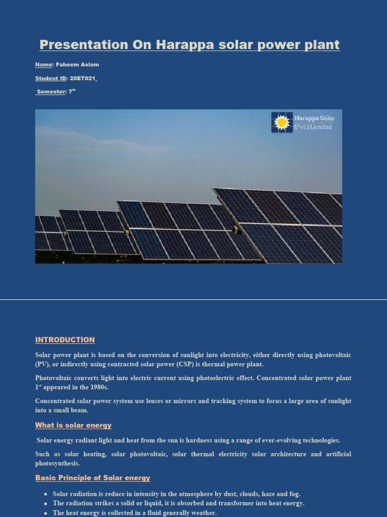 Presentation On Harappa Solar Power Plant | Download Free PDF | Solar ...