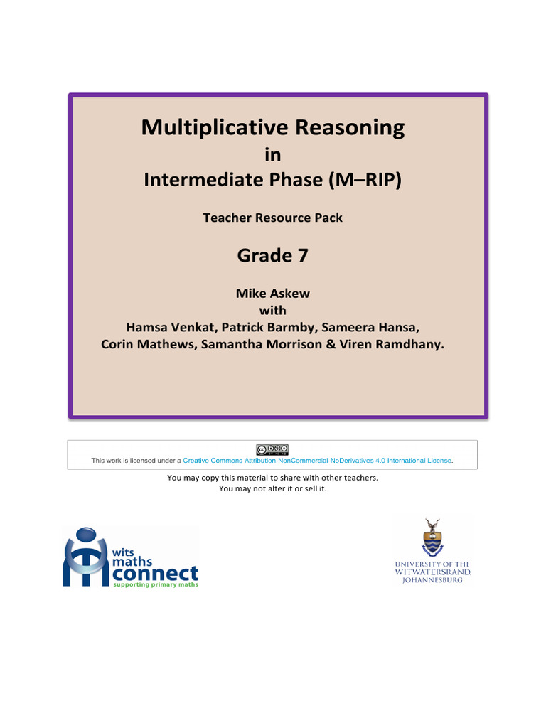 WITS G7 Teacher Booklet - MultReas | PDF | Learning | Lesson Plan